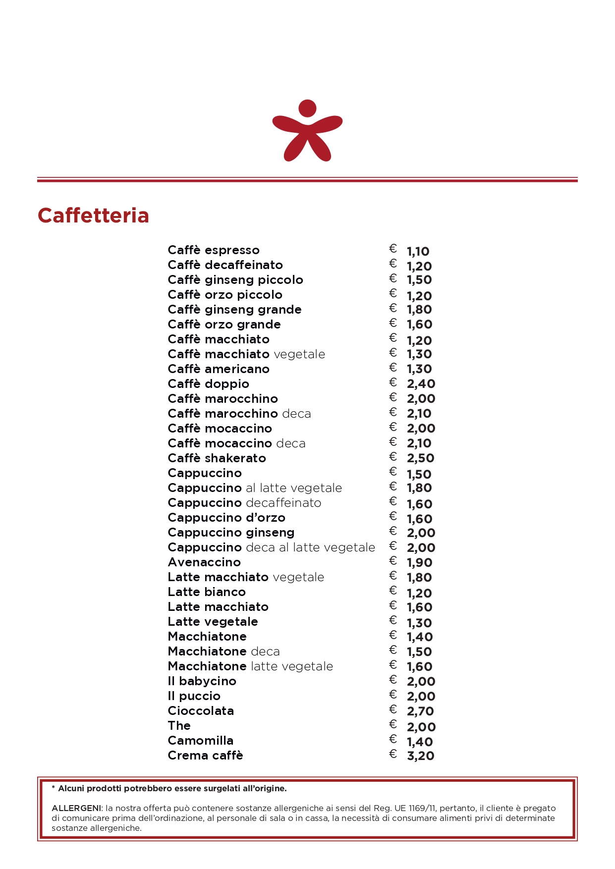 Listino prezzi Caffetteria Ospedale Santa Maria della Misericordia ...